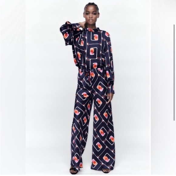 Zara | Pants & Jumpsuits | 6 Nwt Zara Geometric Pull On Drawstring ...